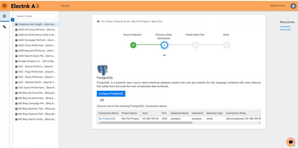 Export Hit Level Google Analytics Data to PostgreSQL – Electrik.AI