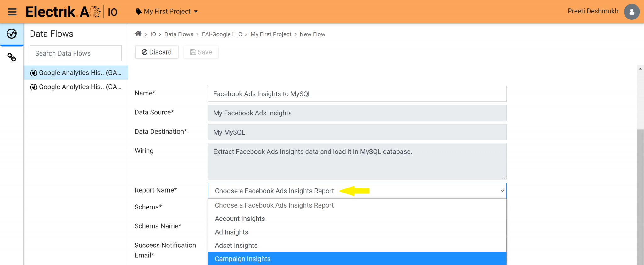 How to Export Facebook Ads Data | Electrik.AI